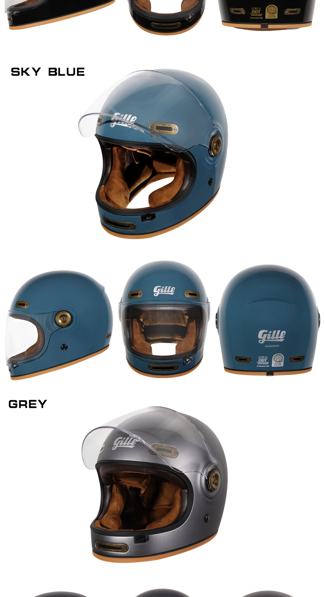 GILLE Classic HELMET 853 ATAVISTIC Full Face Motorcycle Helmet full ...