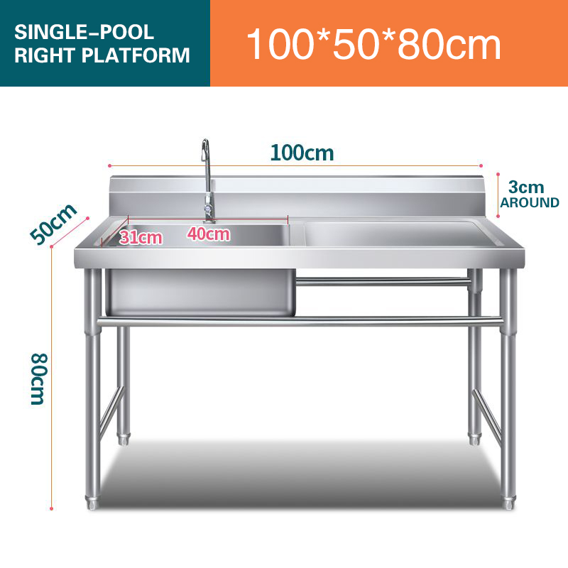 304 stainless steel workbench with sink with bracket home hotel left ...