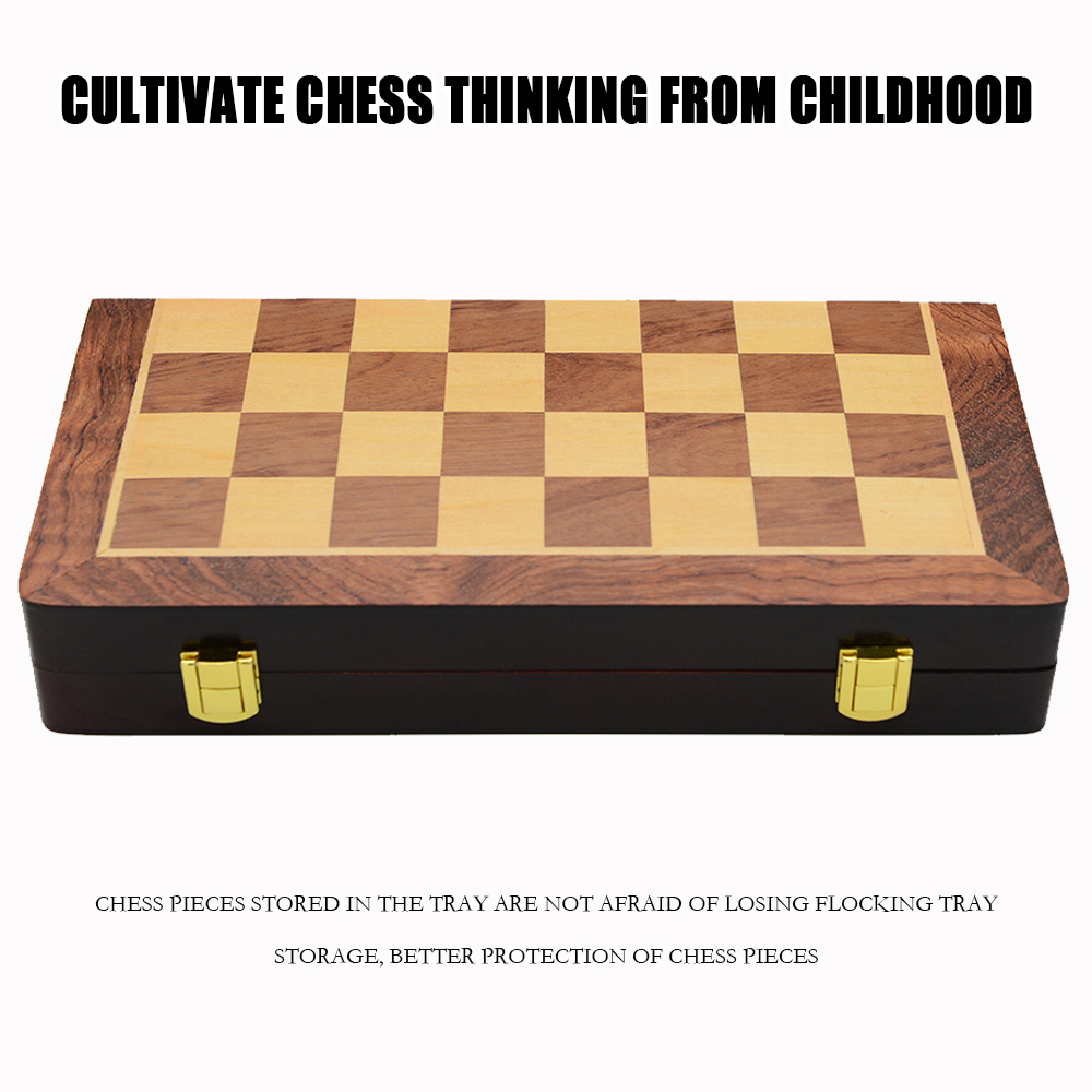 Luxury Magnetic Chess Set Traditional Wooden Folding Puzzle Chess board ...