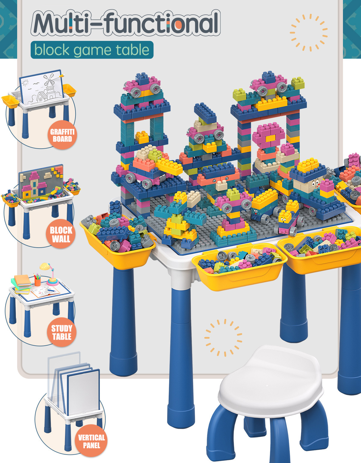 Building Blocks Table and Chair Set with Blocks Table Study Table ...