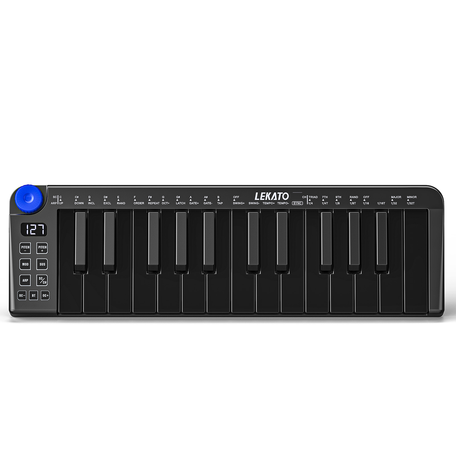 LEKATO Mini 25Keys MIDI Keyboard MIDI Controller Bluetooth Keyboard with Velocity-Sensitive 360 ...