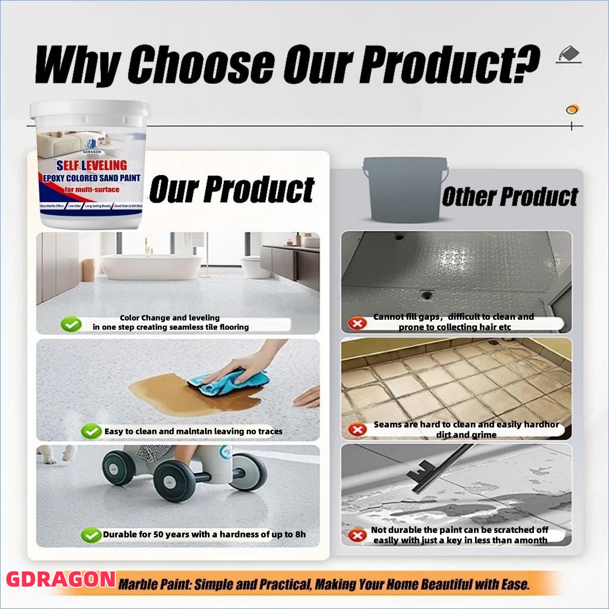 Epoxy Colored Sand Self Leveling Floor Paint Marble Texture Floor Paint ...