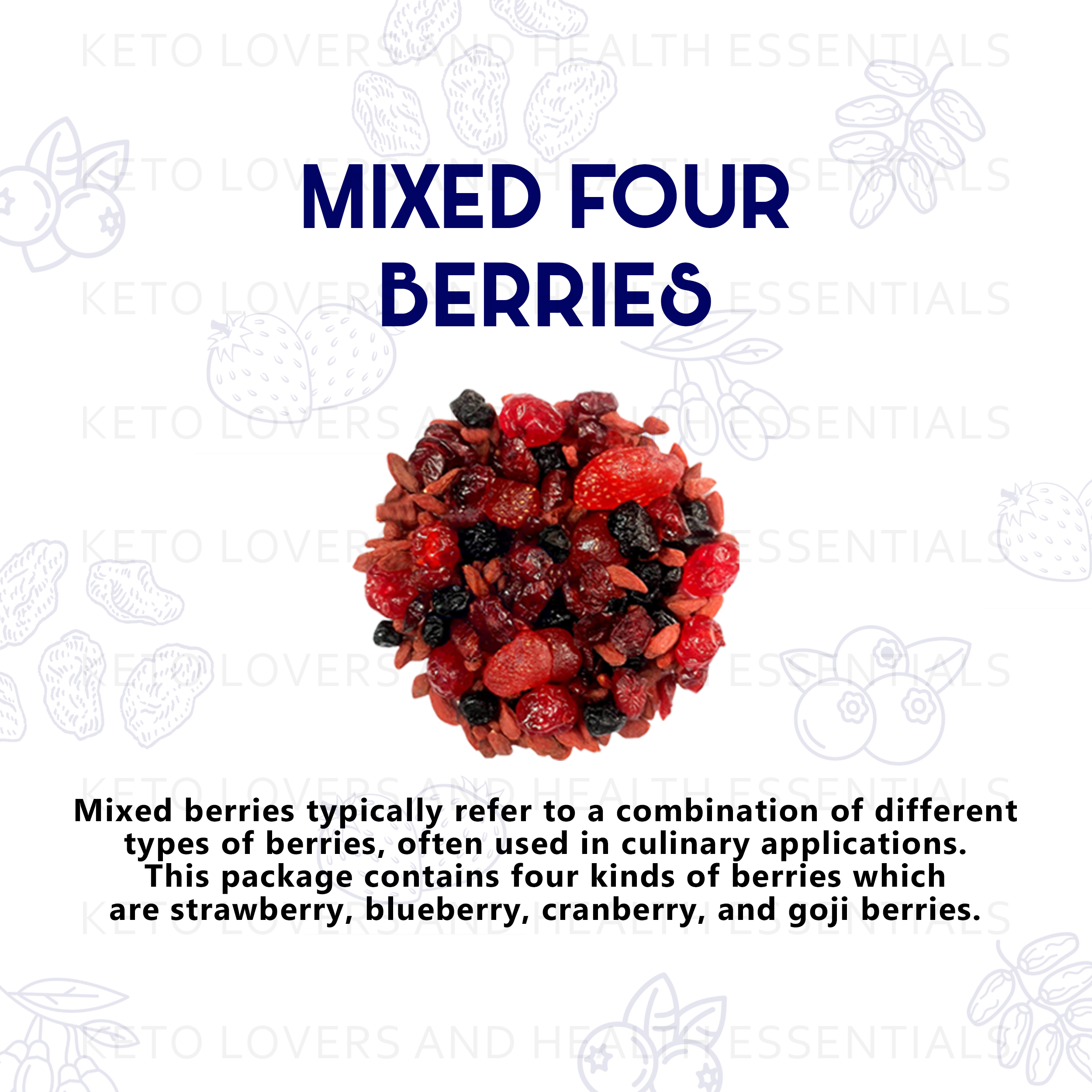 MIXED FOUR BERRIES — Dried Fruit Snack (Strawberry Cranberry Blueberry ...