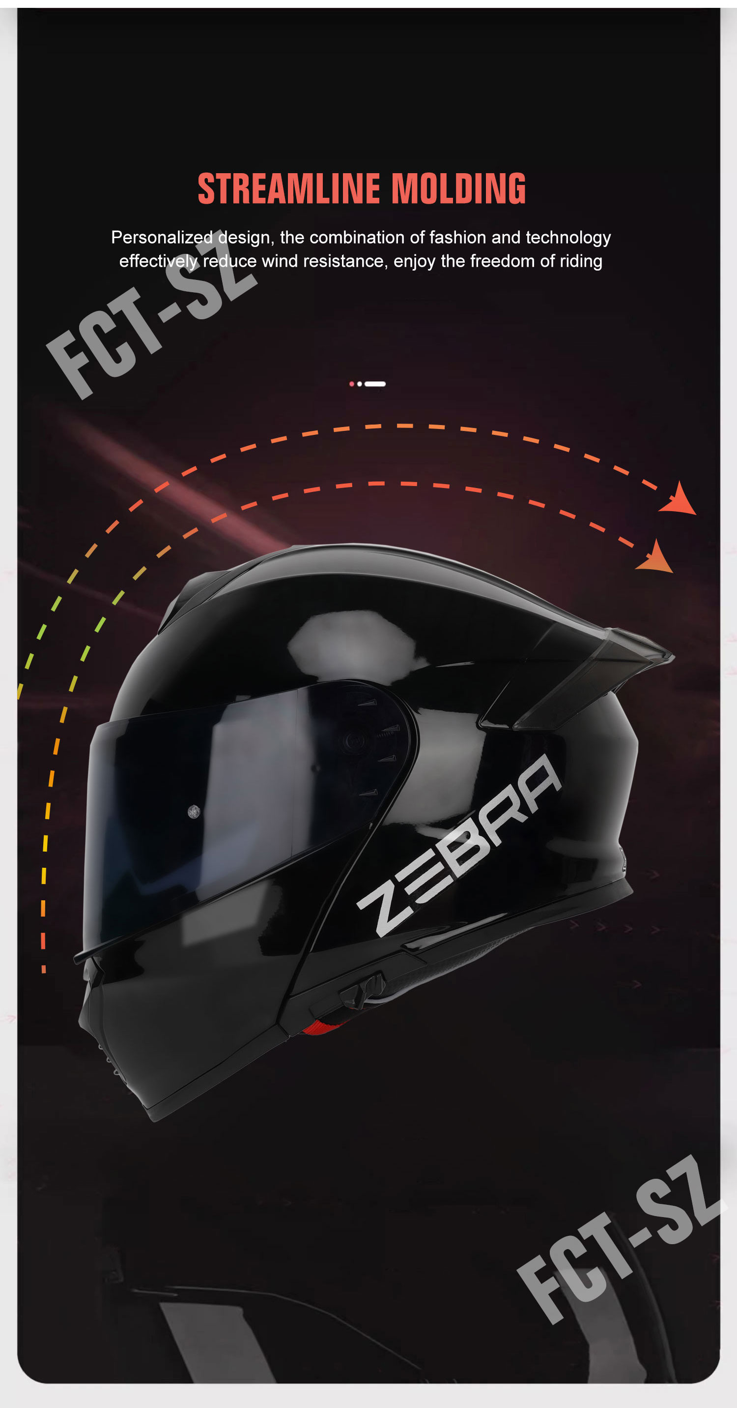 ZEBRA A113 RITZY modular full face helmet dual visor motorcycle helmet ...