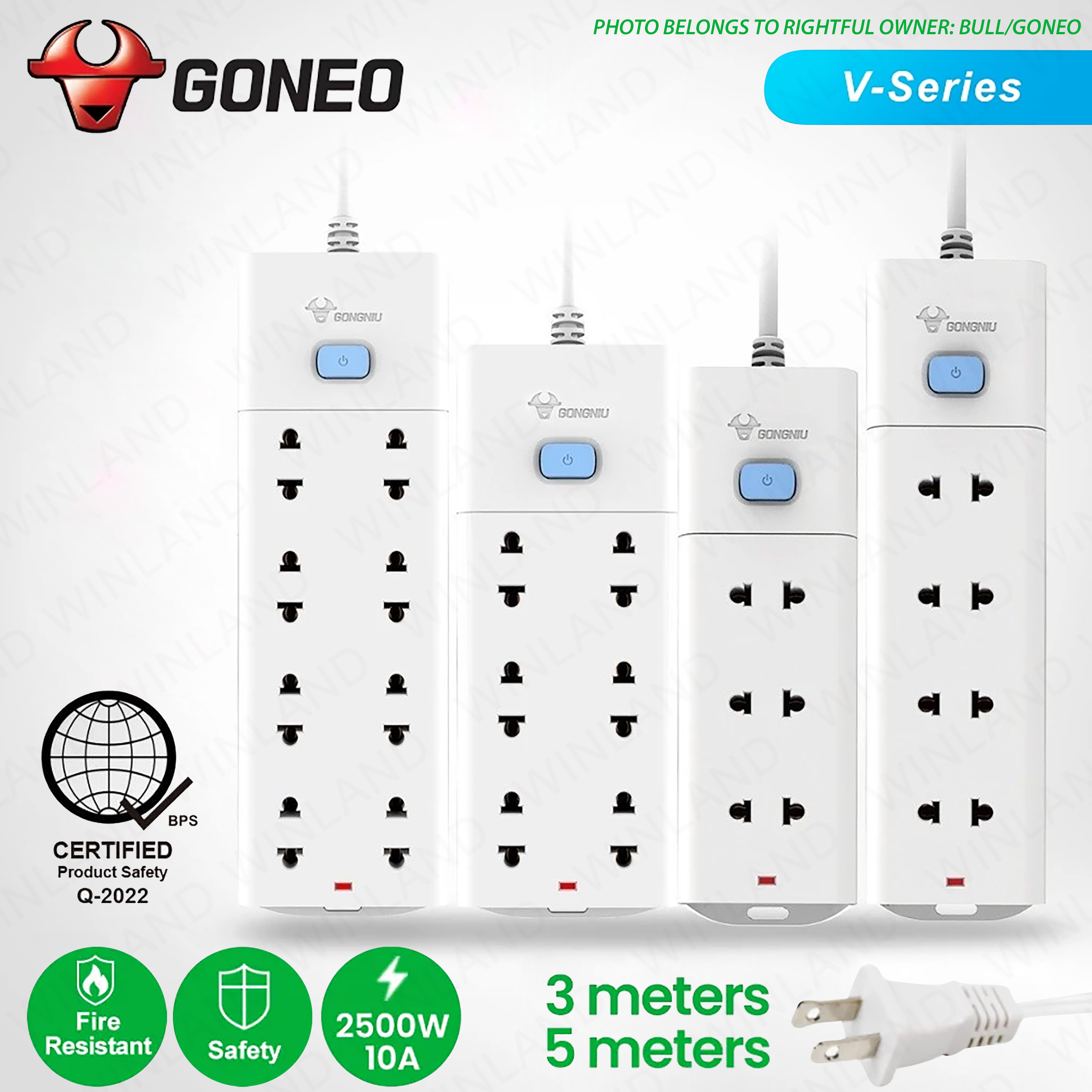 Bull/Goneo by Winland V-Series Extension Cord 3-Gang, 4-Gang, 6-Gang ...