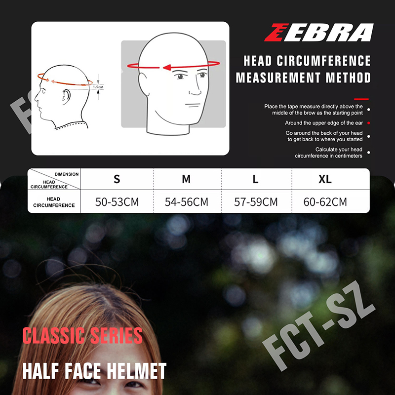 Zebra 603 Vintage Half Face Helmet Motorcycles Single Visor For Couple ...
