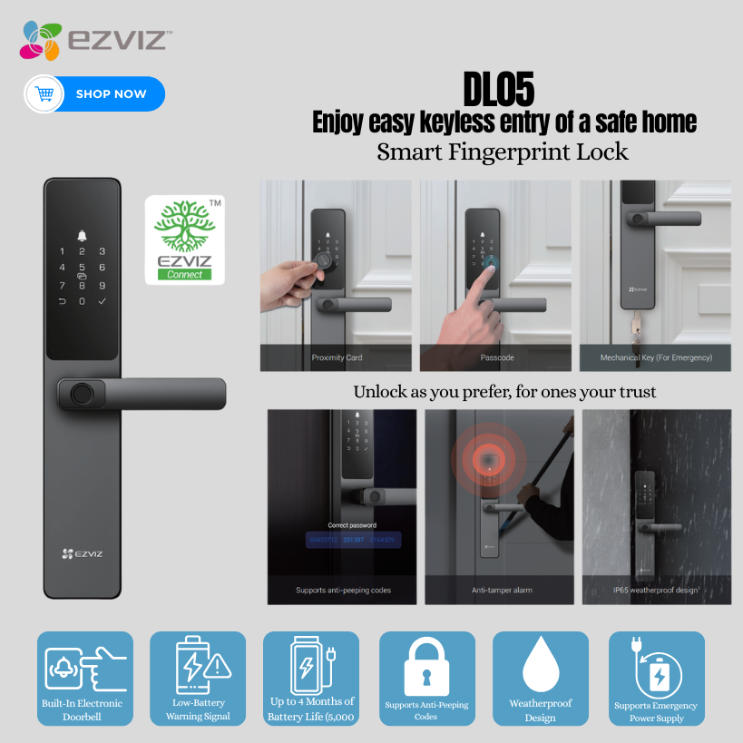 Smart Fingerprint Lock EZVIZ (DL05) Enjoy Easy Keyless Entry of a Safe ...