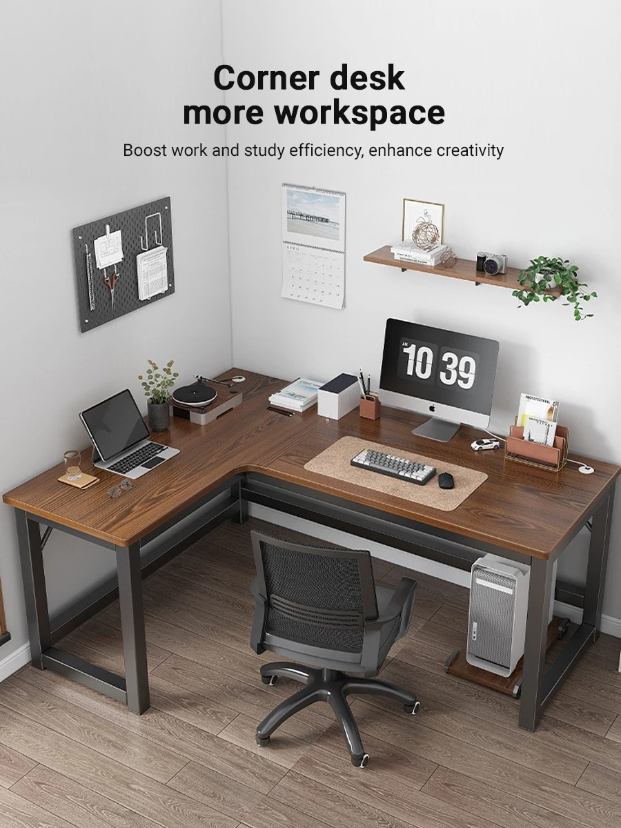 L-Shaped Computer Table Spacious Corner Study Table Office Table Modern ...
