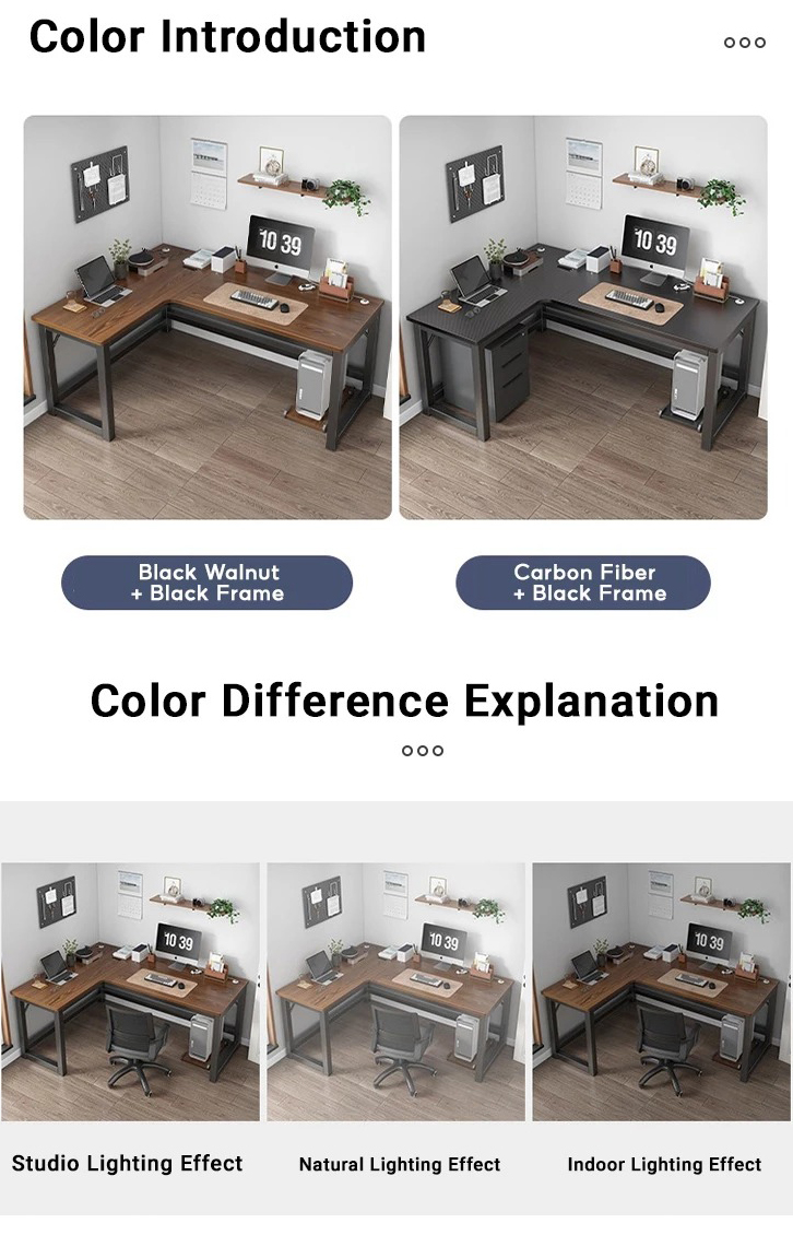 L-Shaped Computer Table Spacious Corner Study Table Office Table Modern ...