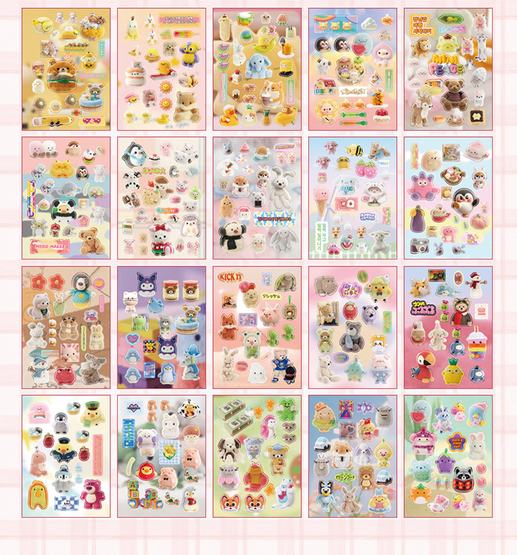 Childlike toy series sticker book cute doll small fresh sticker cute ...
