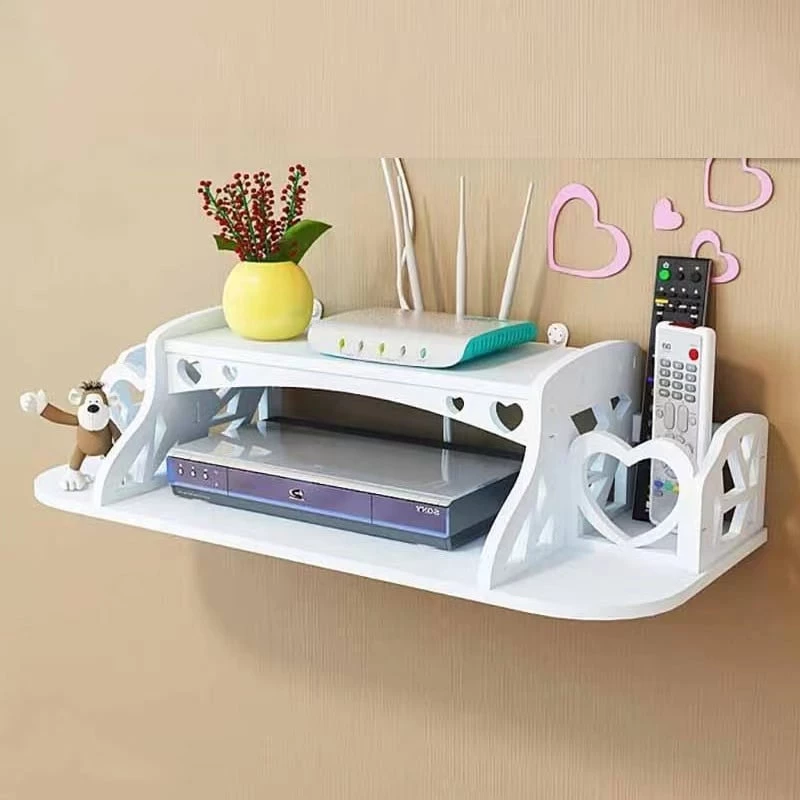 Wooden DVD Player Rack TV Box Router Rack Wall Mount 2 Tier Shelf ...