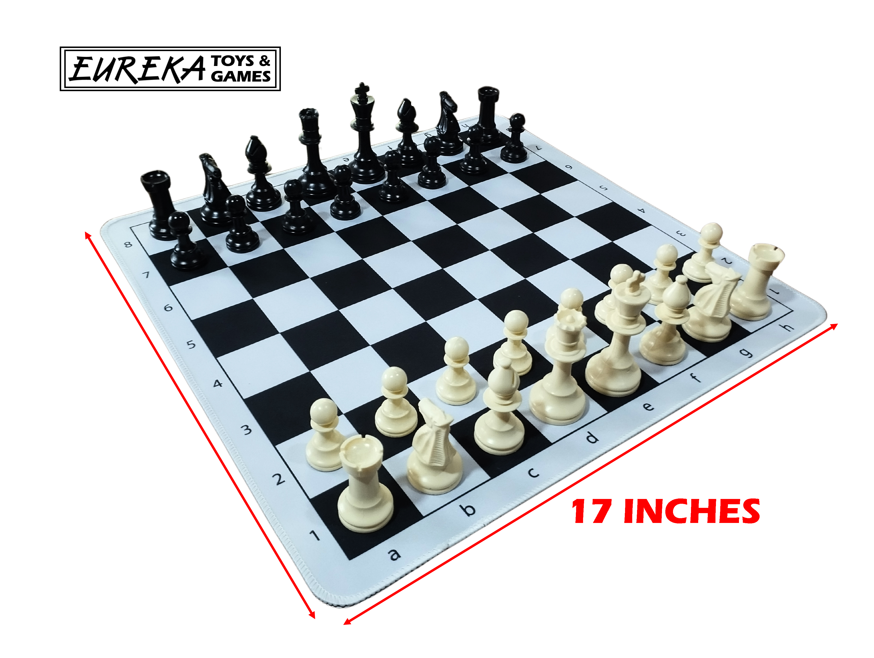 Eureka Chess Elite Chess Set w/ 17x17 rubberized lockstitched chessmat ...