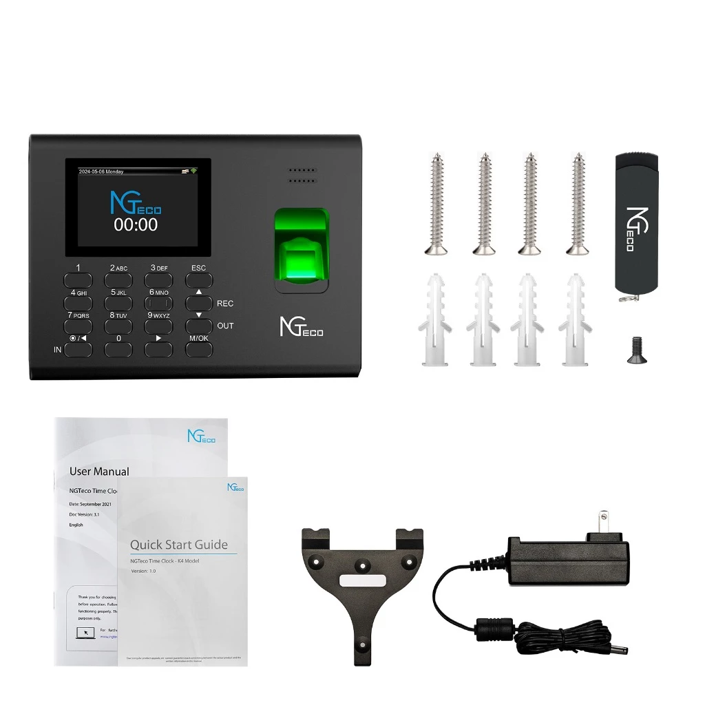NGTeco K4 Biometrics Fingerprint Time Attendance Machine Built-in ...