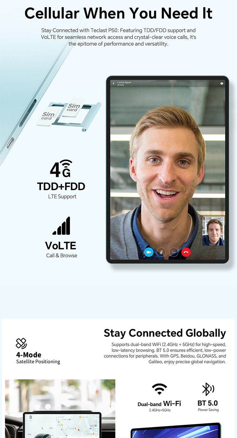 Teclast P50 25New 11" Android 15 Tablet 20GB(8+12) + 128GB Dual SIM ...