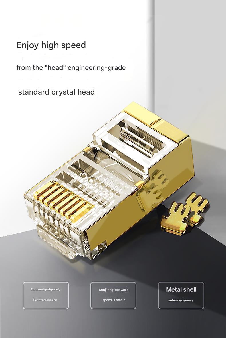 Cat5/Cat6 Gold Plated Shielded Connector Modular Plug Network Ethernet ...