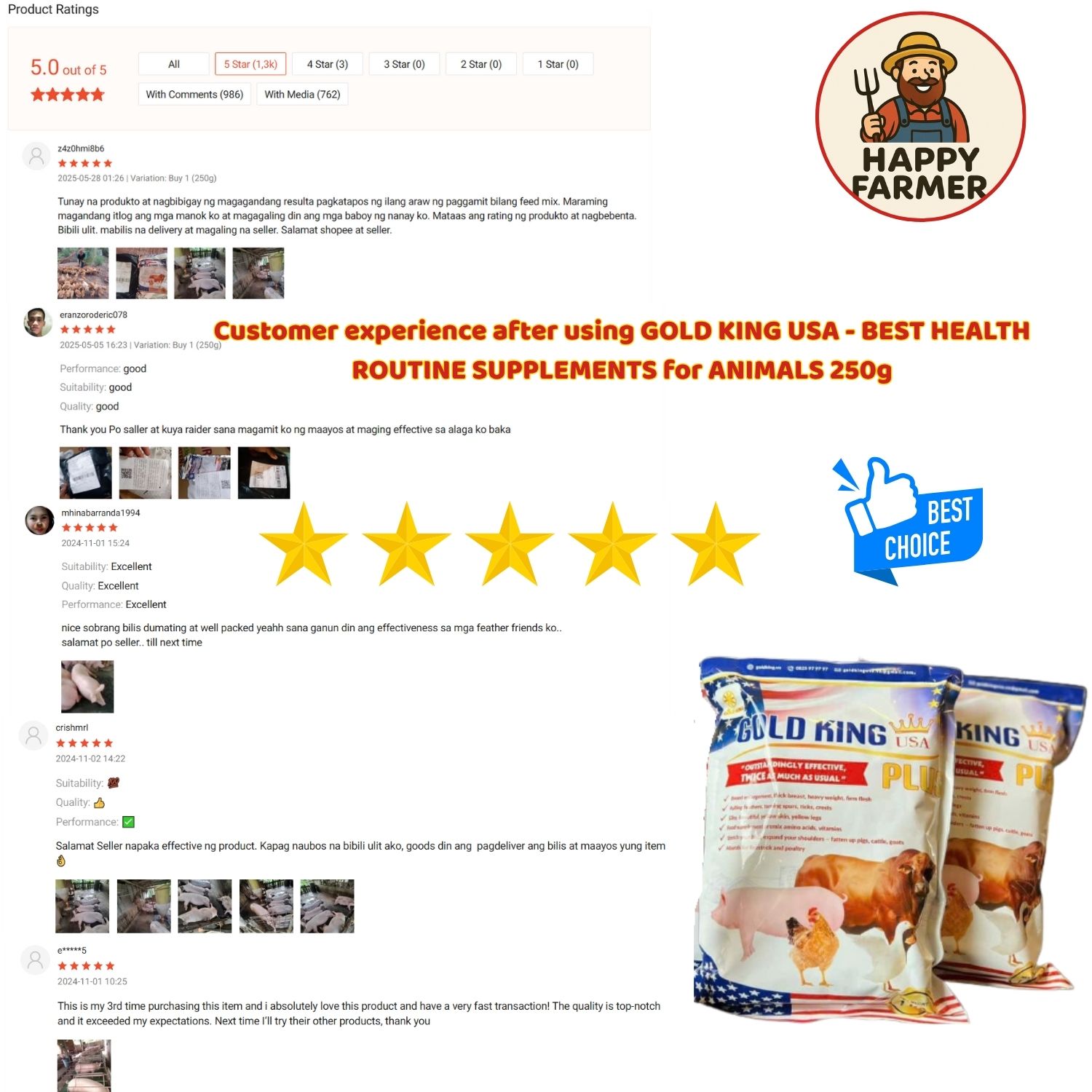 GOLD KING USA - BEST HEALTH ROUTINE SUPPLEMENTS for ANIMALS 250g - Gold ...