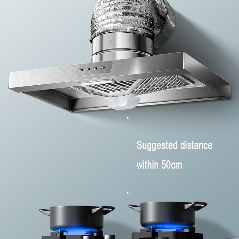 Stainless Steel Kitchen Range Hood Wall-Mounted Exhaust Fan Strong Wind ...