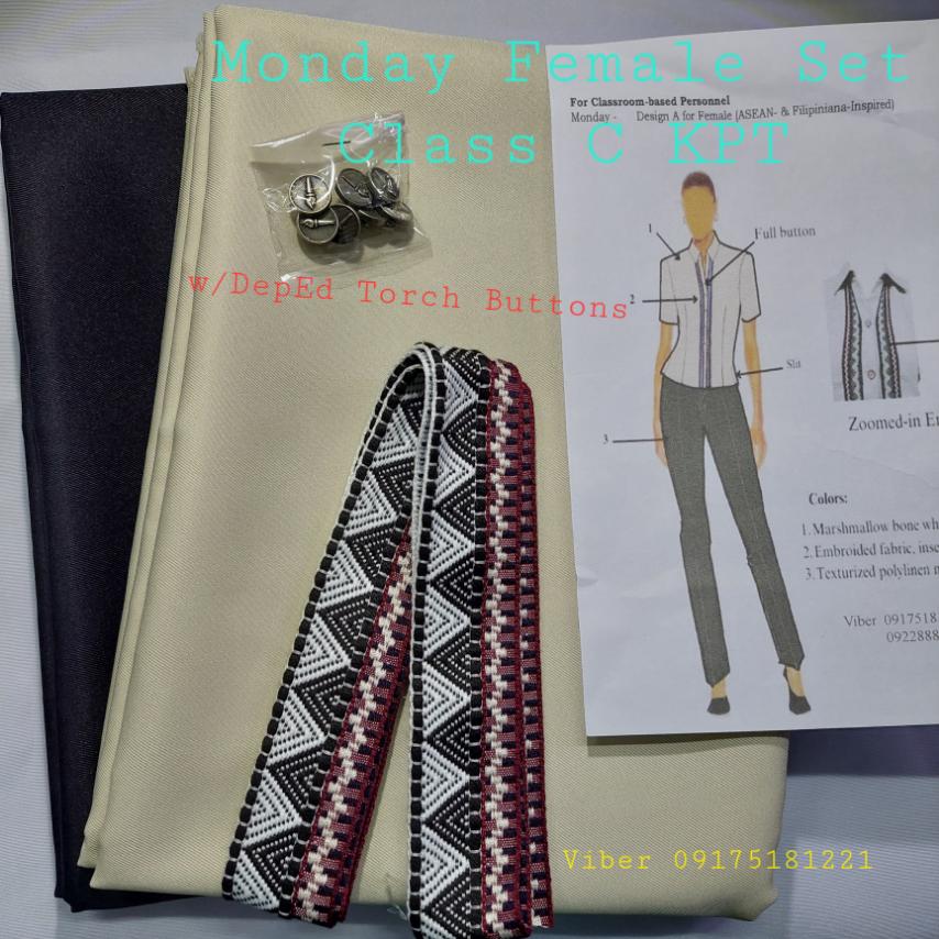 2025 Original FEMALE (F) DepEd Teachers Uniform Fabric cloth w/ correct ...