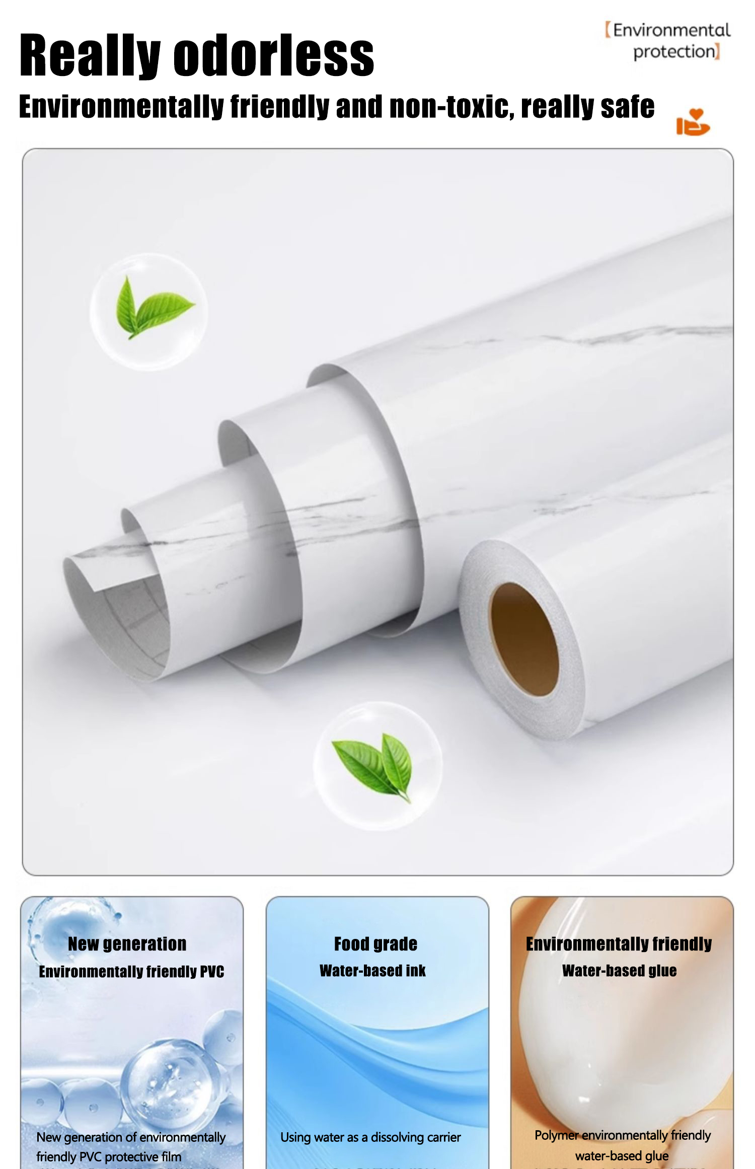 pvc Self Adhesive Marble Wallpaper Waterproof Oil-Proof Wall Stickers Table renovation ...