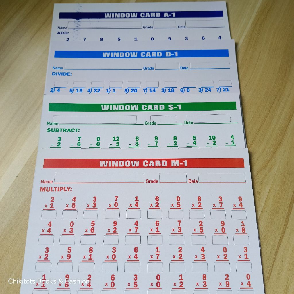 Math Window Card / DD Cards | 1pack 4pcs Level 1-4 | Addition ...