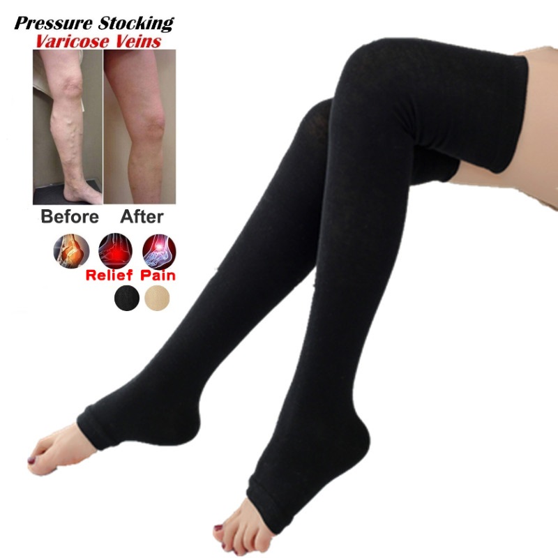 Compression Socks Thight High pressure Open Toe Varicose Stockings Men ...