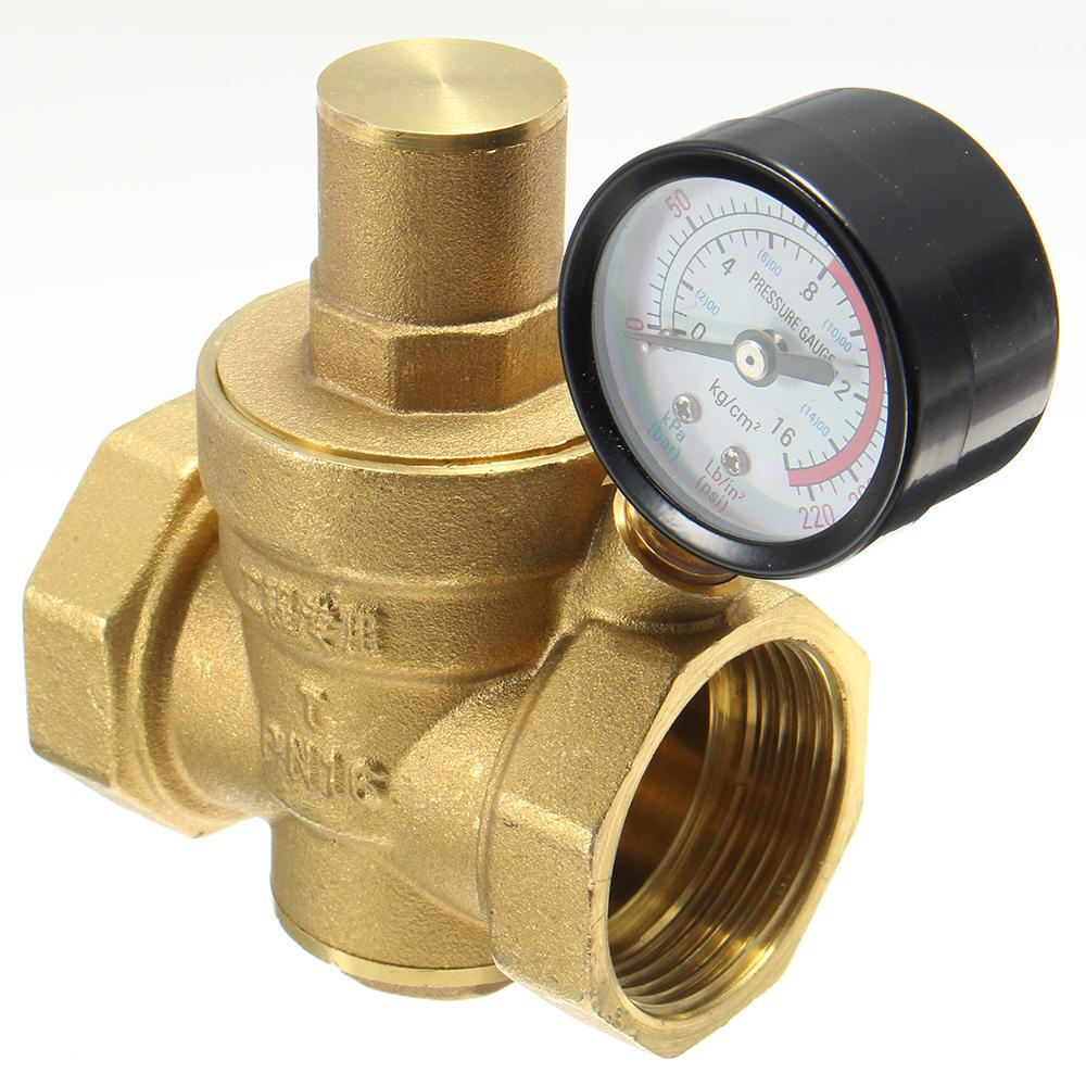 DN15 DN20 Brass Adjustable Water Pressure Regulator Valve With Gauge Meter Water Pressure ...