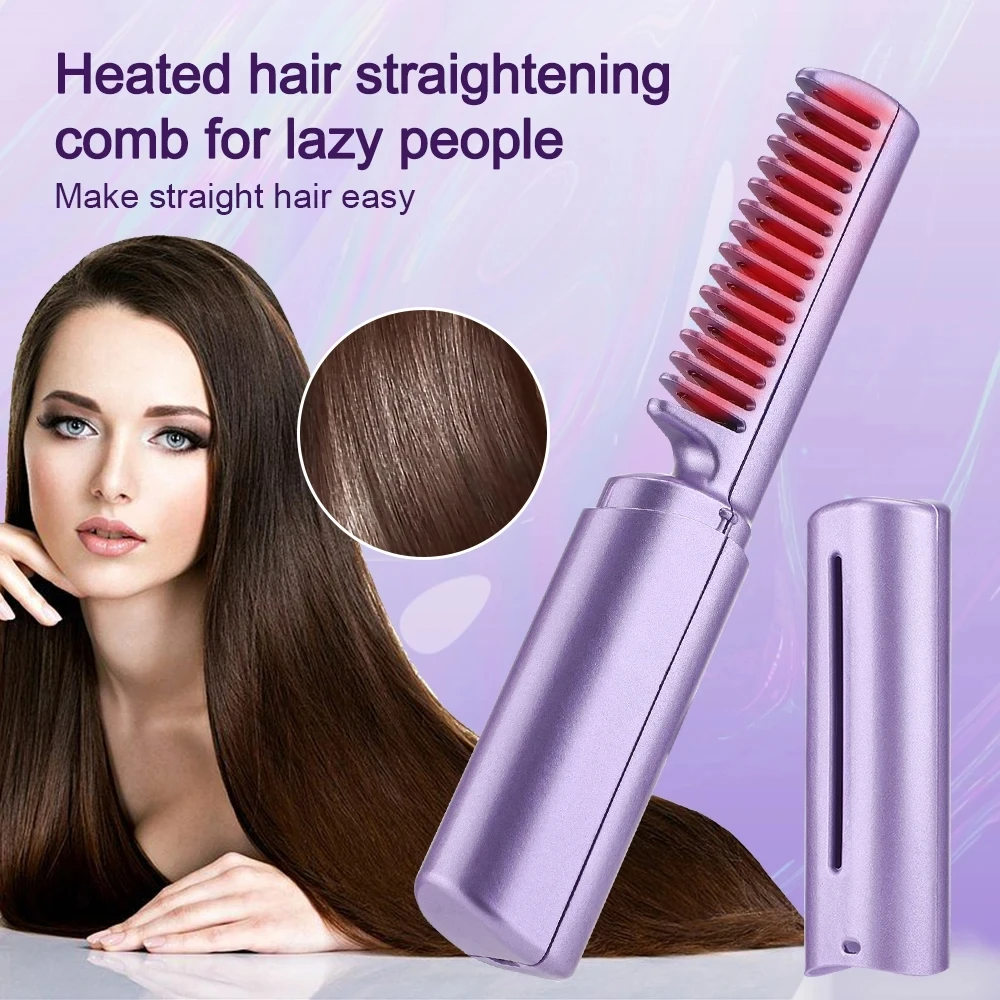 Straightening comb Cordless 2 in 1 charging USB hair straightener and ...