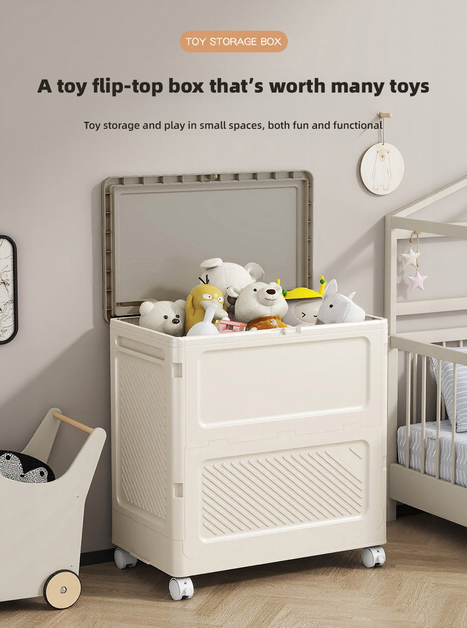 Boxi 140L Large Capacity Foldable Storage Box with Wheels - Plastic ...