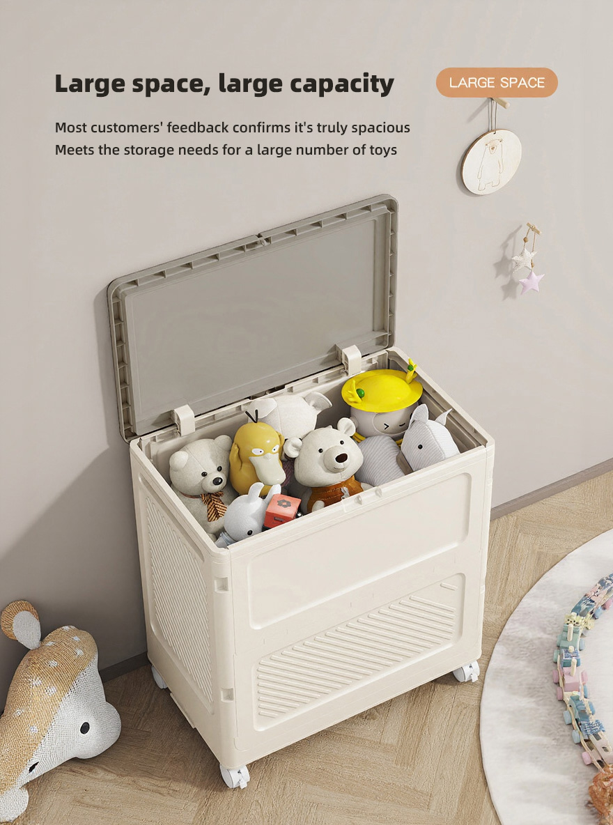 Boxi 140L Large Capacity Foldable Storage Box with Wheels - Plastic ...