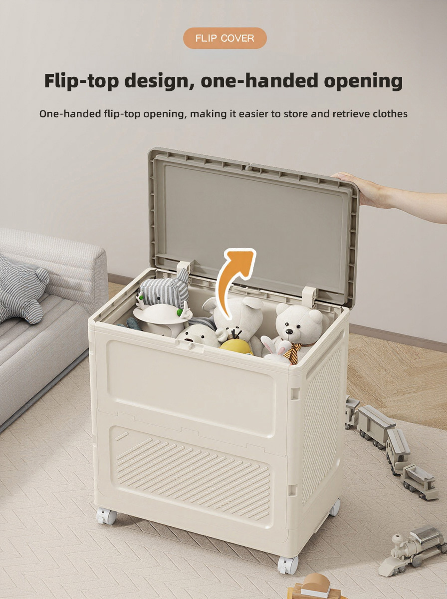 Boxi 140L Large Capacity Foldable Storage Box with Wheels - Plastic ...