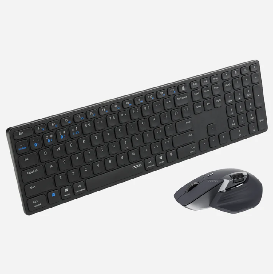 Rapoo 9560M Multi-Mode Wireless Optical Mouse & Keyboard US - Dark Grey ...