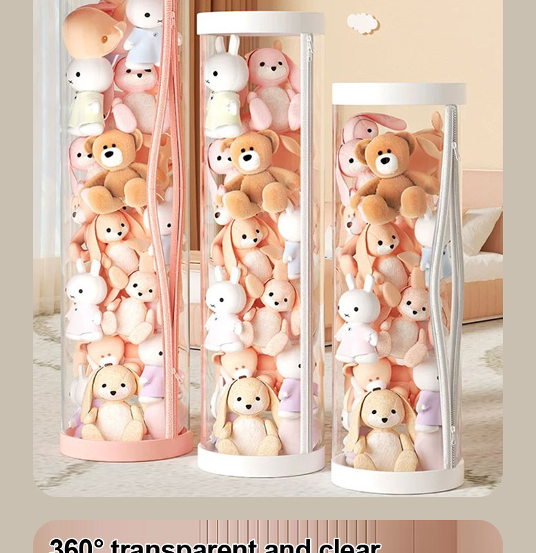 Kid's Toy Transparent Storage Box Plush Toy Doll Storage Bucket ...