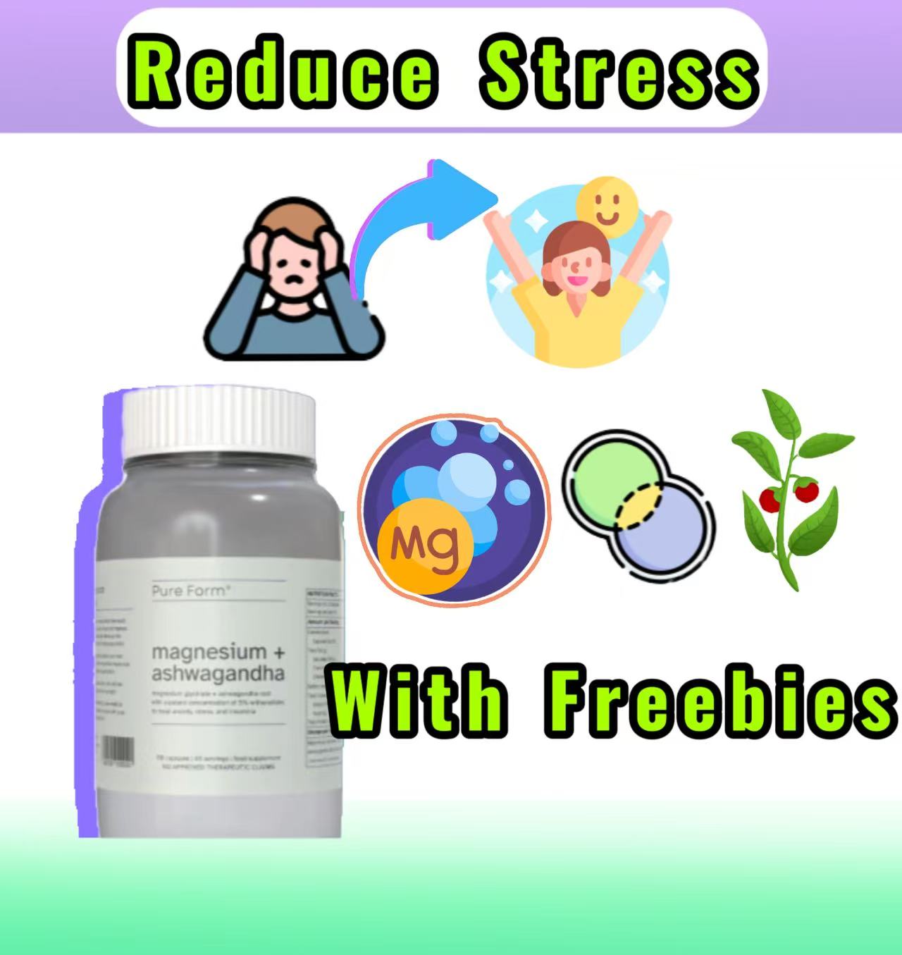 Reduce Stress Pure Form Magnesium Glycinate + Ashwagandha Root ...