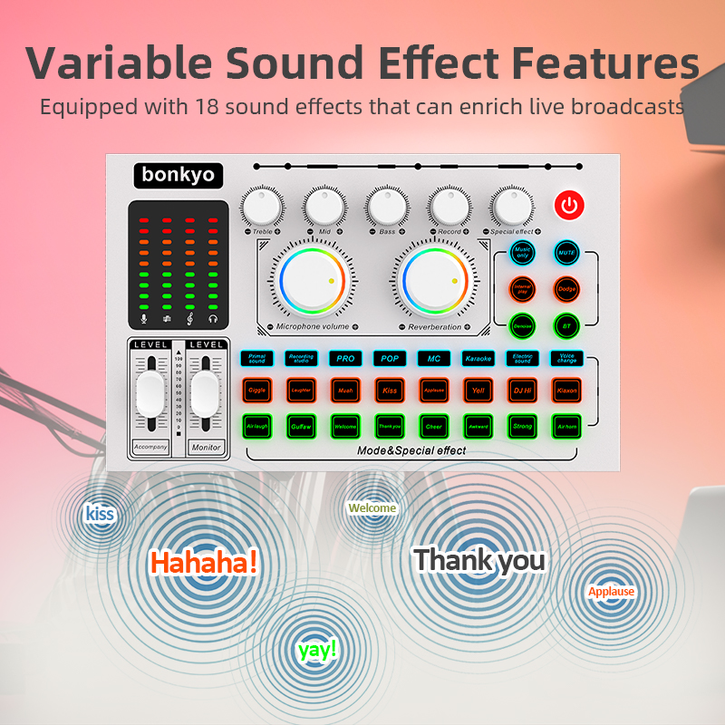 Bonkyo F999Max Soundcard - Bluetooth Live Sound Card and Audio Mixer ...