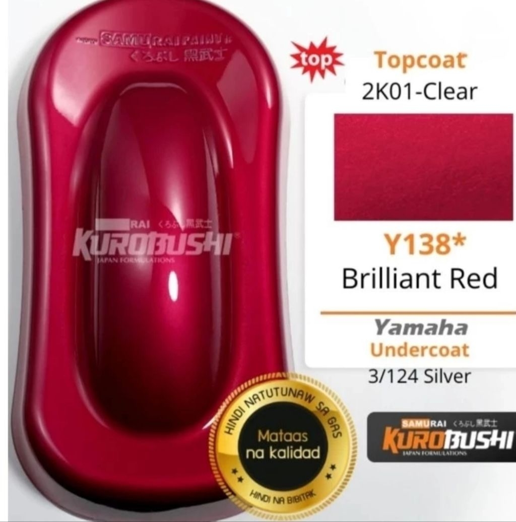 Samurai Paint BRILLIANT RED Y138 (Candy Color) | Shopee Philippines