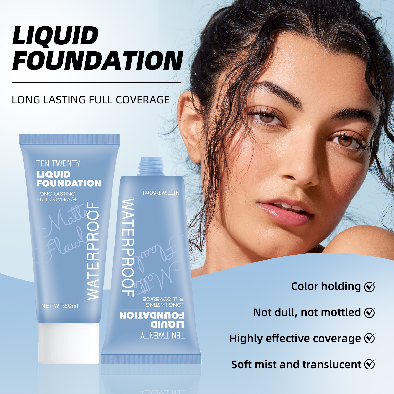 Matte Flawless Waterproof Liquid Foundation Full Coverage Concealer for ...