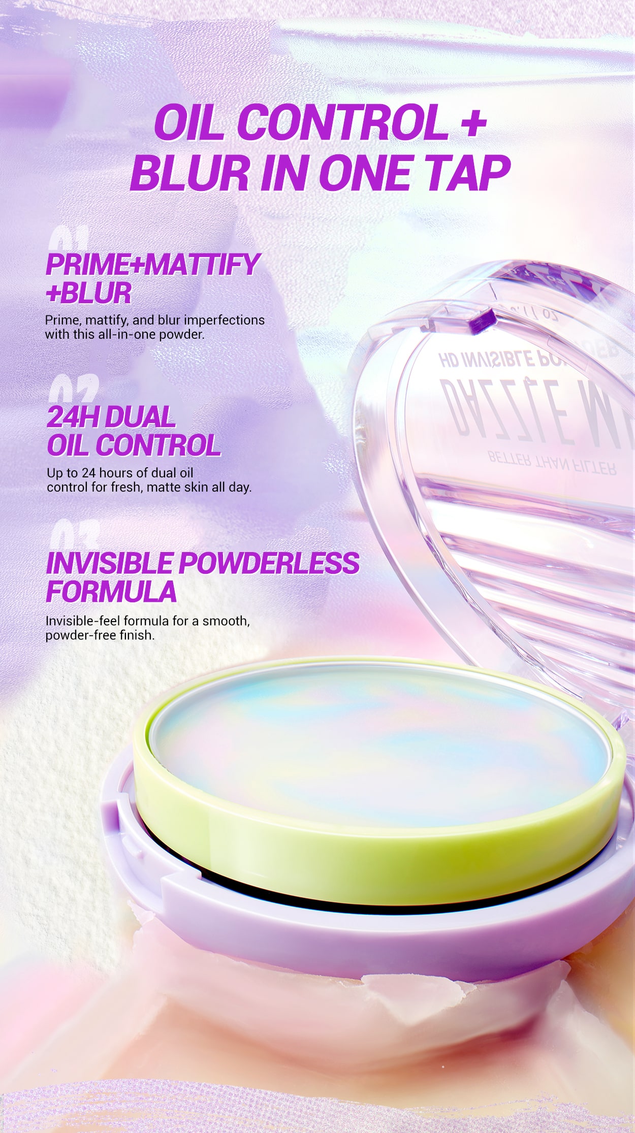 MOST LOVED! | DAZZLE ME Better Than Filter HD Invisible Powder | 24H All-in-One Oil Control ...