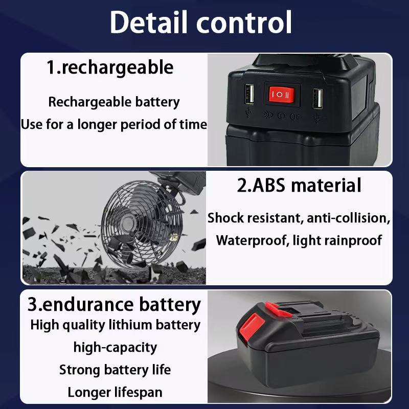 Lithium Battery Fan 8 inch Portable Cordless Rechargeable High Power ...