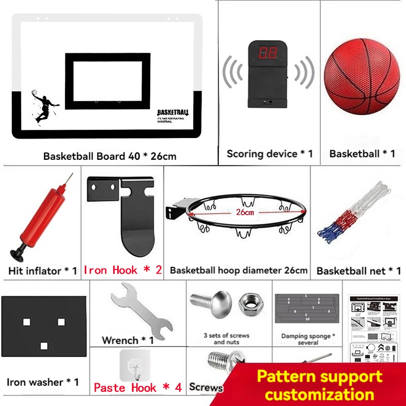 Portable Indoor Basketball Hoop With Score Counter Folding Mini Hanging ...