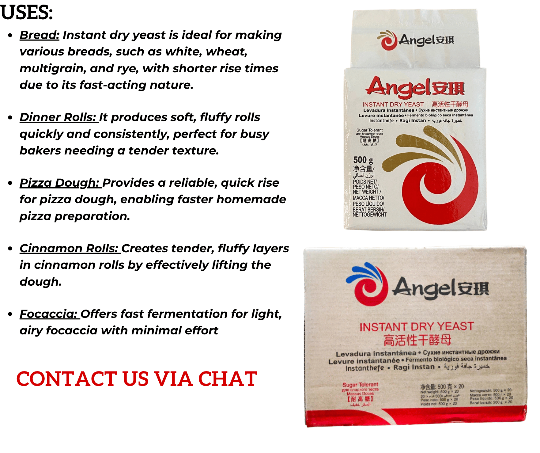 1 Box Angel Instant Dry Yeast 500g x 20pcs Expiry March 2026 NEW Best ...