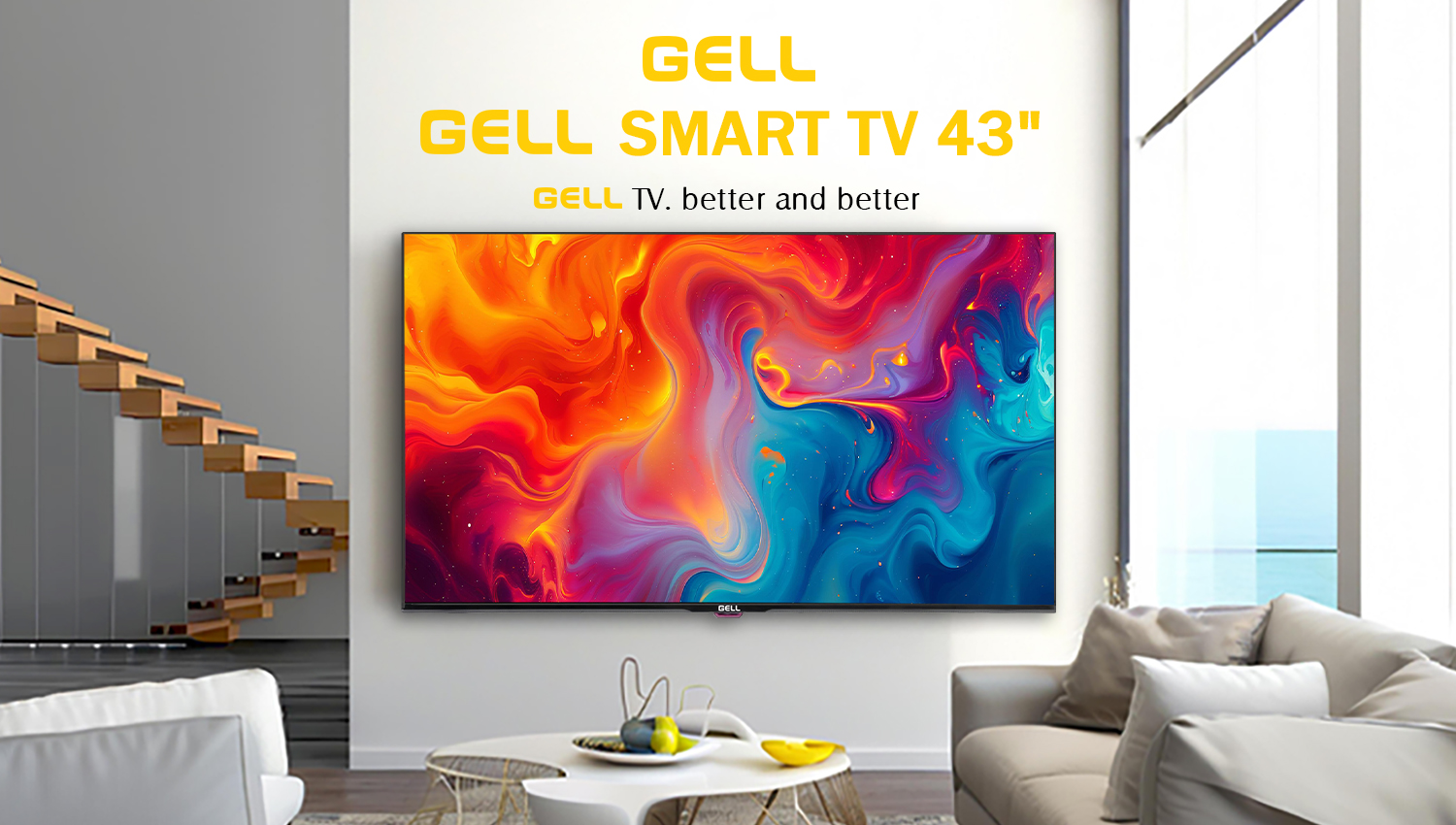 GELL 43 Inch LED TV Flat Screen Extra-Slim TV Basic LED TV With TV ...