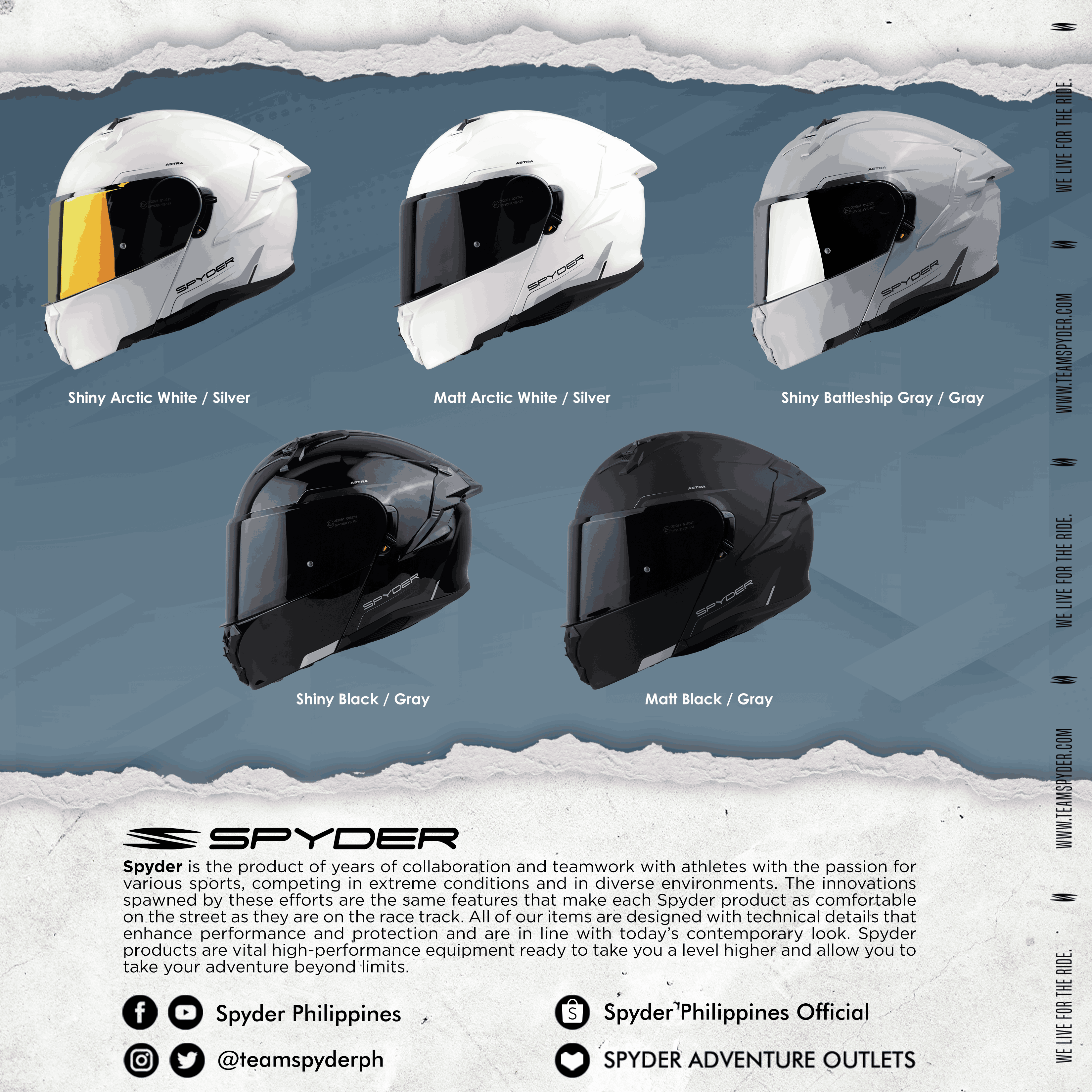 Spyder ASTRA PD S0 V2 Modular Dual Visor Motorcycle Helmet | ECE ...
