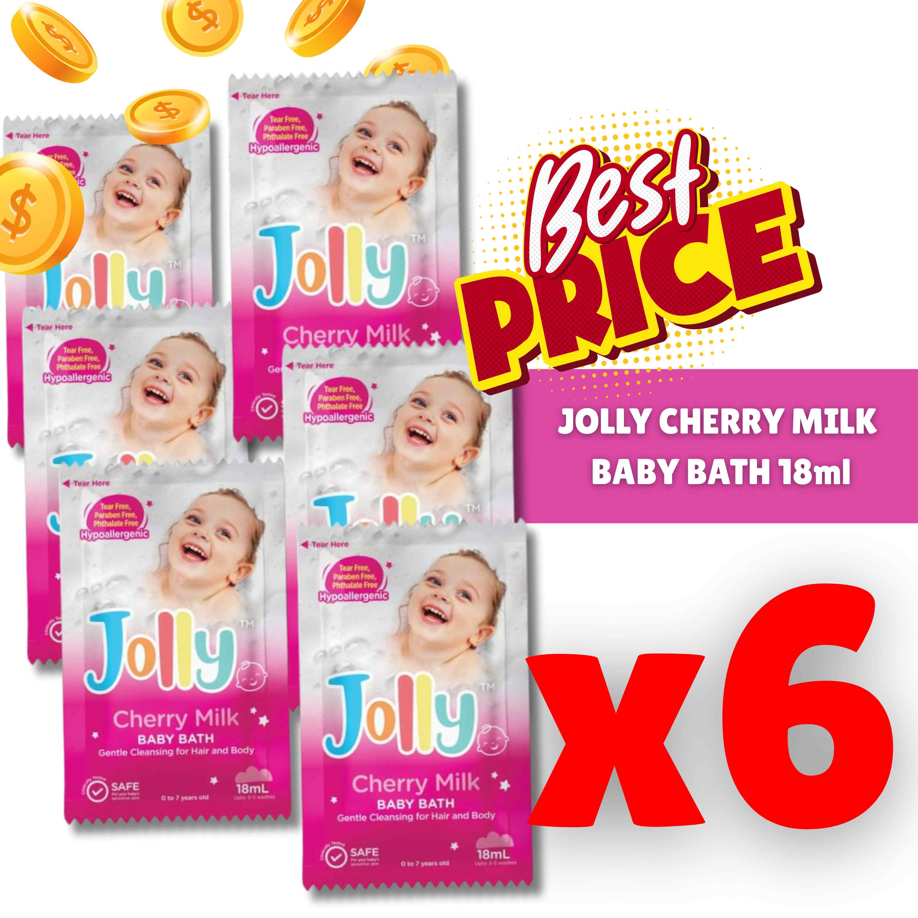 jolly Cherry Milk Baby Bath Pink 18ml, 6 sachets | Shopee Philippines