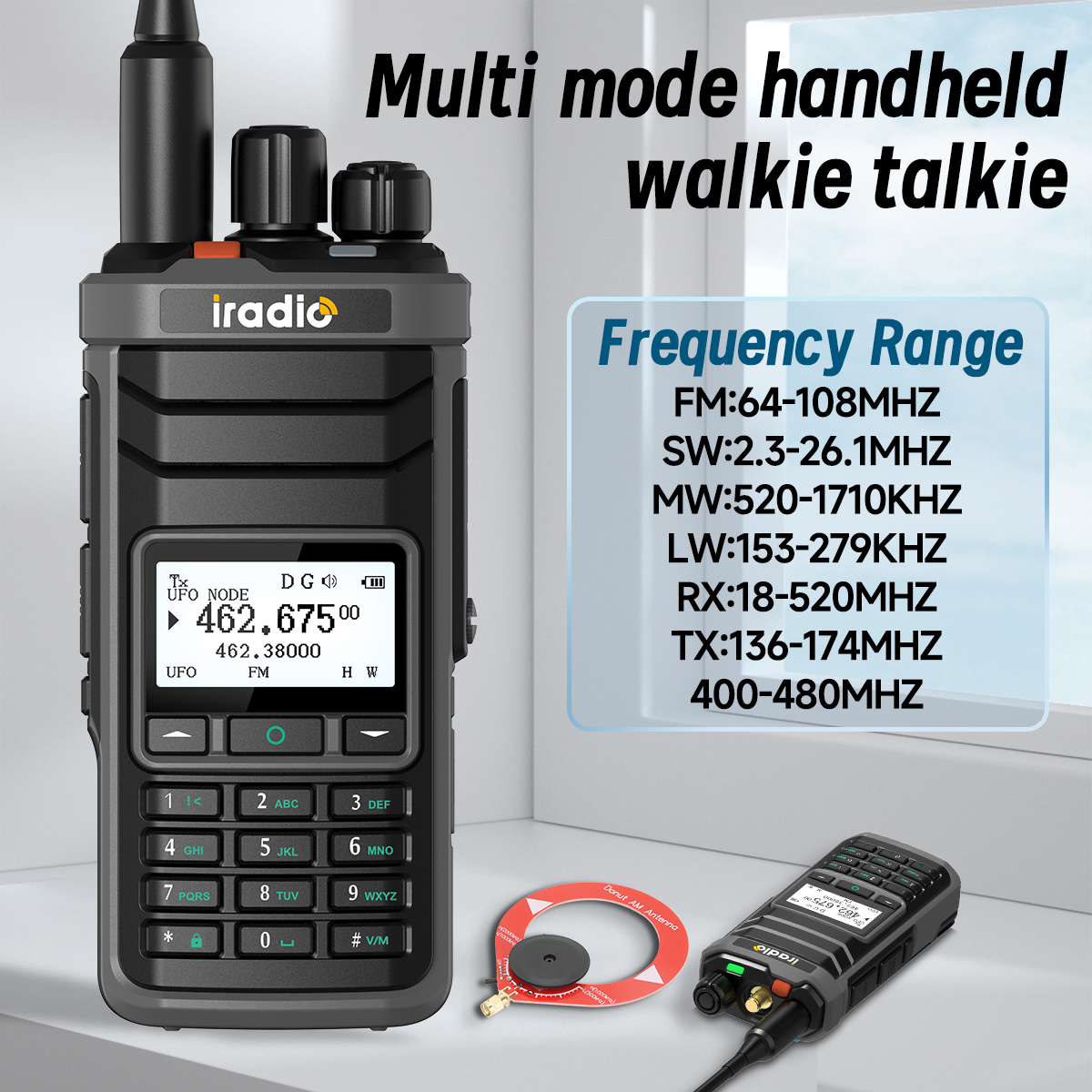 Iradio UV-88 Multi Band Two Way Radio HF UHF VHF Walkie Talkie AM USB ...