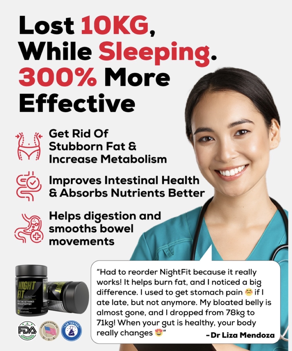 Night Fit Night Time Fat Burner and Sleep Support 30 Dietary Supplement ...