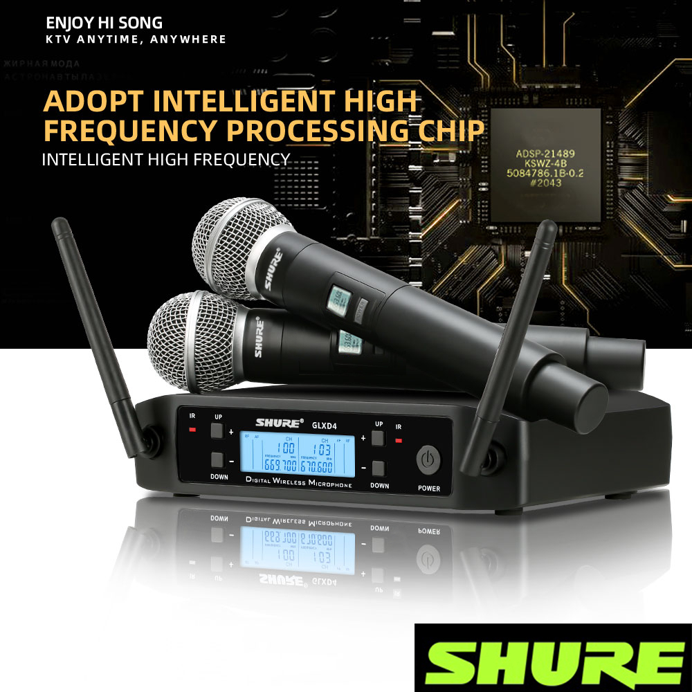 Shure GLXD4 original UHF professional wireless microphone, karaoke mic, 2-channel UHF wireless ...