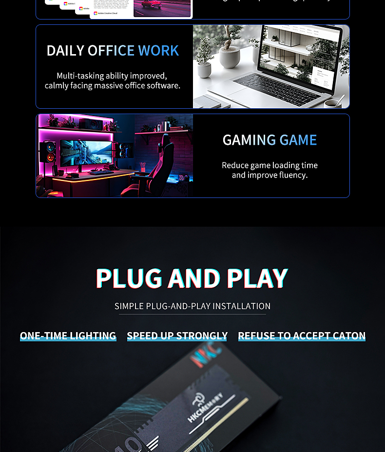 HKC DDR3 / DDR4 PC RAM Memory 8GB 16GB 1600Mhz 2666Mhz 3200Mhz Auto ...