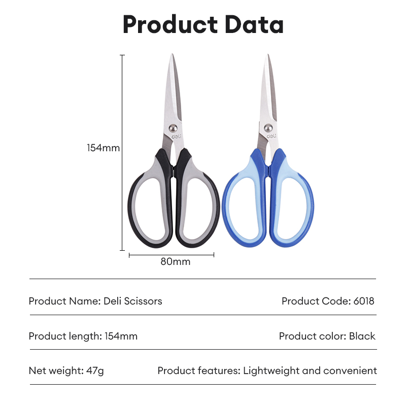Deli Stainless Steel Scissors 6 inches (154mm) School Office Supplies ...