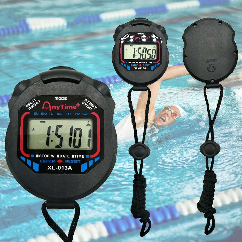 Stopwatch Chronograph Timer Counter Waterproof Digital LCD With Battery ...