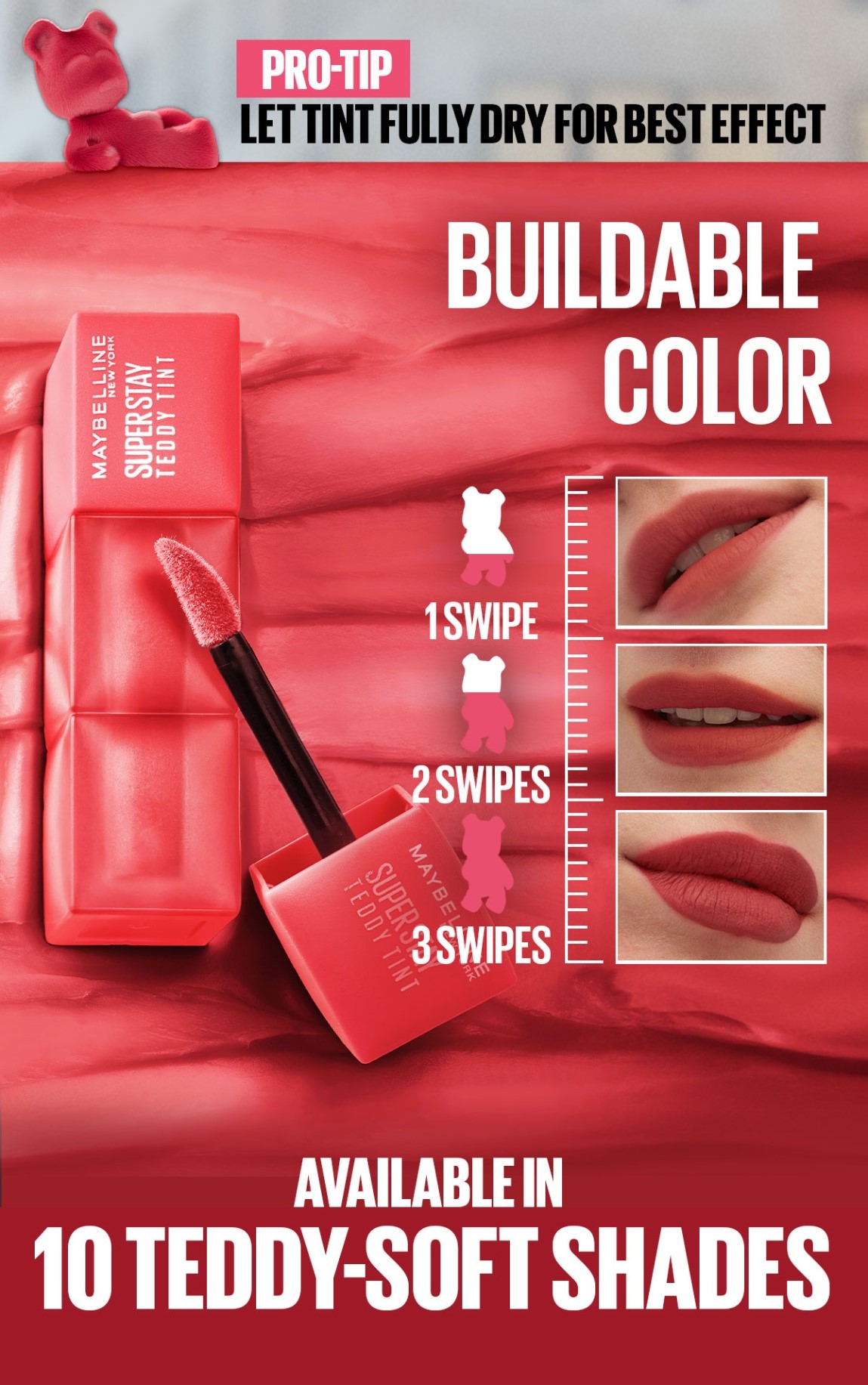 Maybelline Holiday Set SuperStay Teddy Tint 12H Long-Lasting, Multi-Use ...